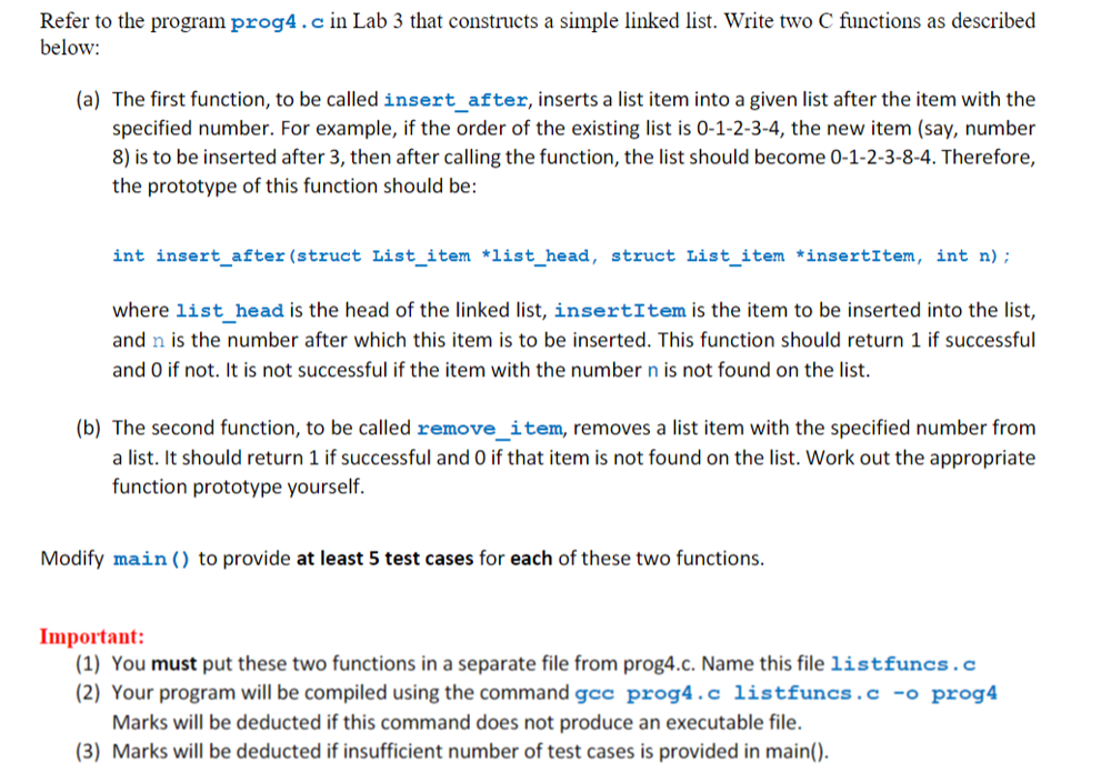 Solved Refer to the program prog 4.c in Lab 3 that | Chegg.com