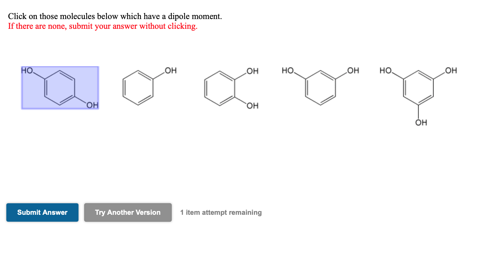 Solved Click on those molecules below which have a dipole | Chegg.com