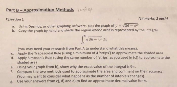 Solved Part B- Approximation Methods 20 Question 1 (14 | Chegg.com