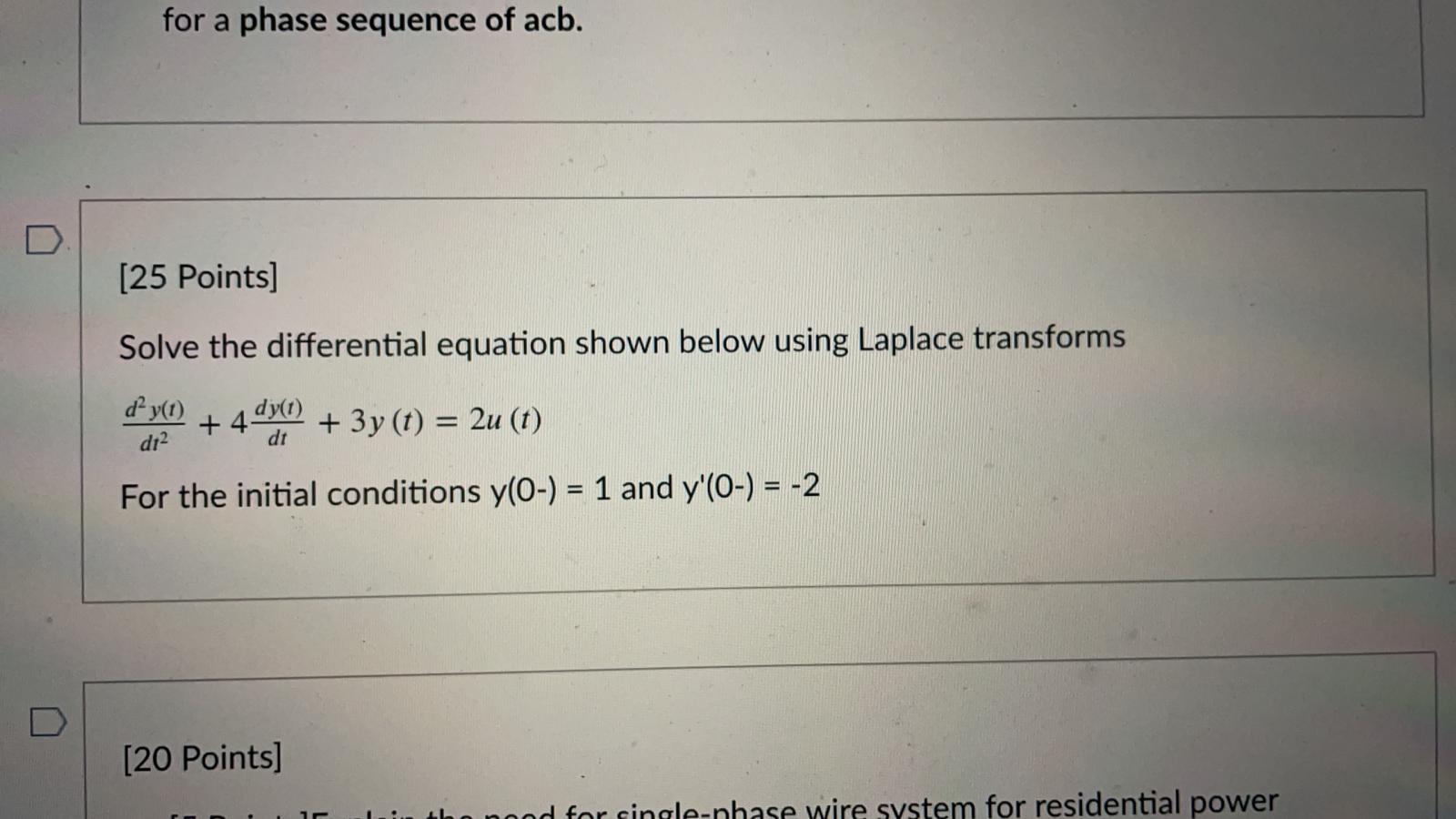 Solved for a phase sequence of acb. [25 Points] Solve the | Chegg.com