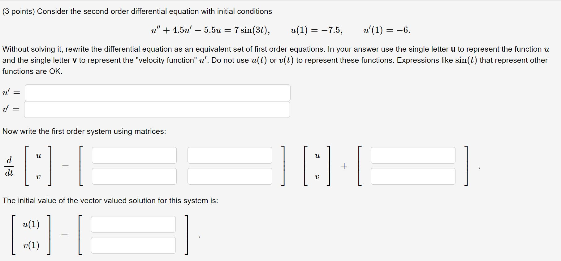 Solved (3 points) Consider the second order differential | Chegg.com