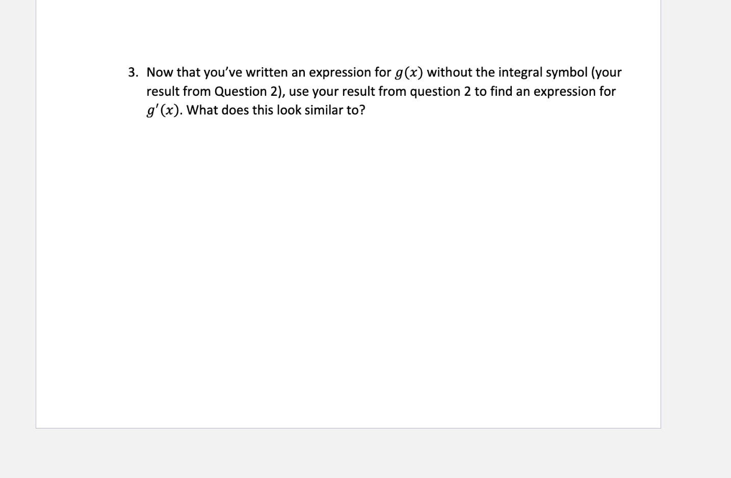 Solved Let f(t)=3t2−2t. Now let g(x)=∫0xf(t)dt (yes, a | Chegg.com