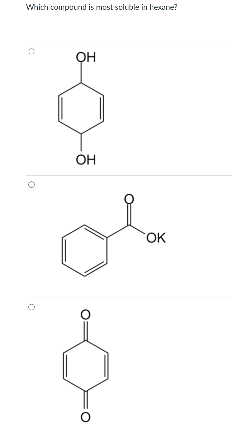 Solved Which compound is most soluble in hexane? | Chegg.com