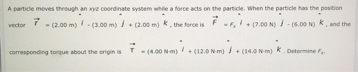 Solved A particle moves through an xyz coordinate system | Chegg.com