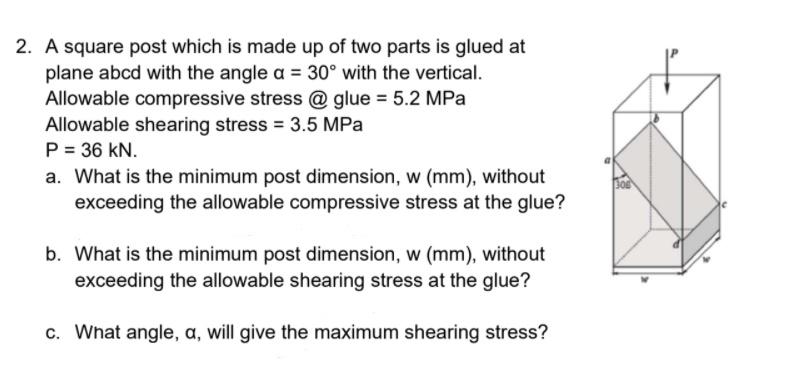Solved 2. A square post which is made up of two parts is | Chegg.com