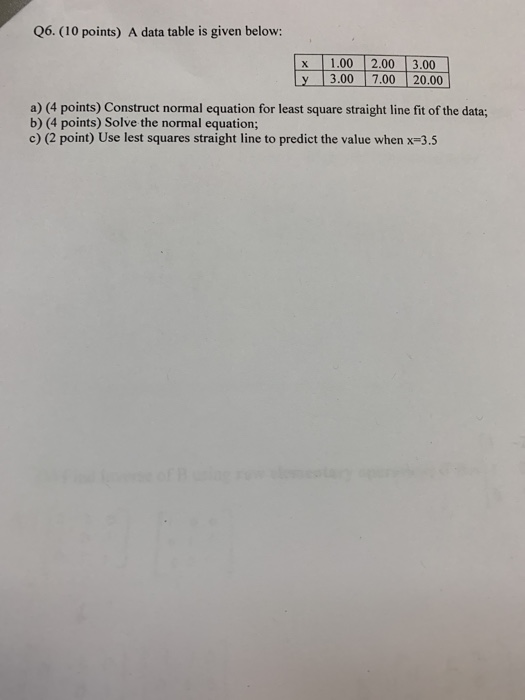 Solved Q6. (10 points) A data table is given below: x1.00 | Chegg.com Solved Q6. (10 points) A data table is given below: x1.00 | Chegg.com