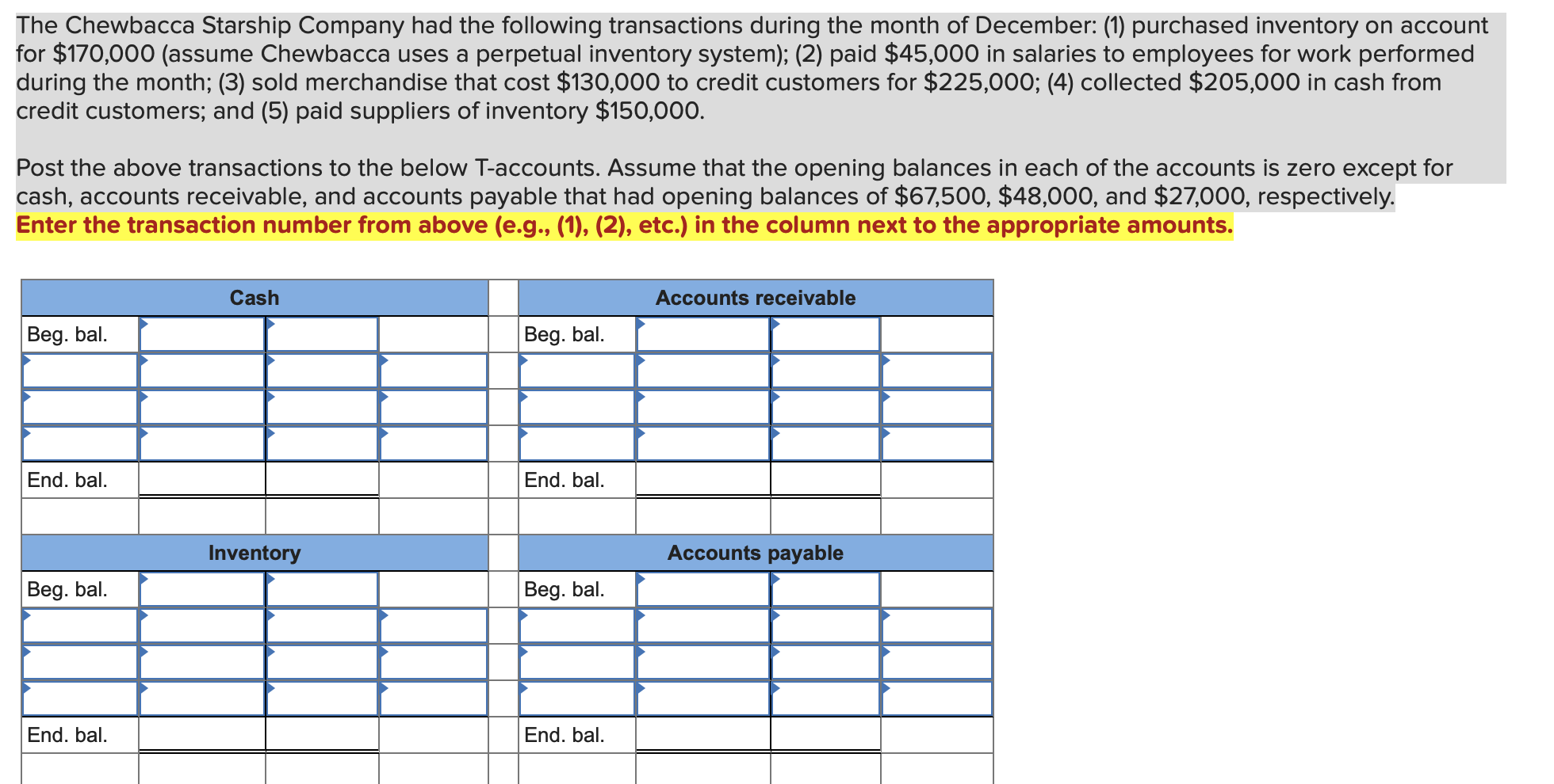 Solved The Chewbacca Starship Company had the following | Chegg.com