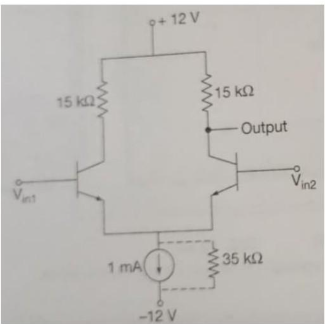 Solved For the differential amplifier circuit in figure, | Chegg.com