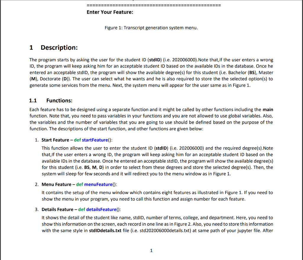 6. Minor Transcript Feature – def | Chegg.com