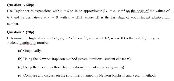 Solved = a- Question 1. (30p) Use Taylor series expansions | Chegg.com