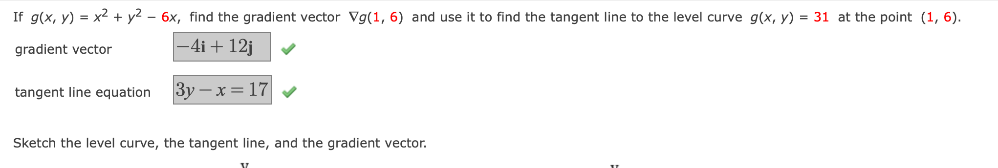 Solved = = If g(x, y) = x2 + y2 – 6x, find the gradient | Chegg.com