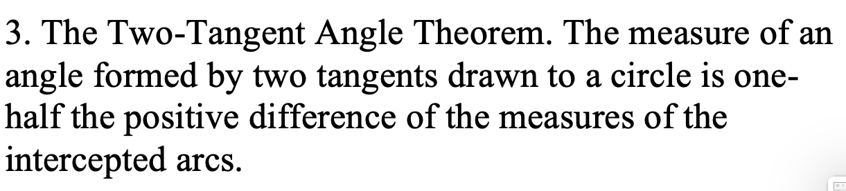 Solved 3. The Two-Tangent Angle Theorem. The measure of an | Chegg.com