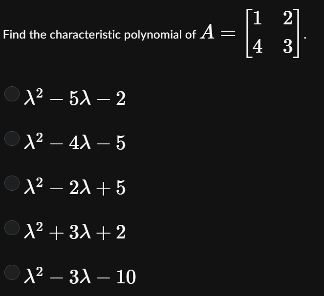 Solved Find The Characteristic Polynomial Of A [1423]
