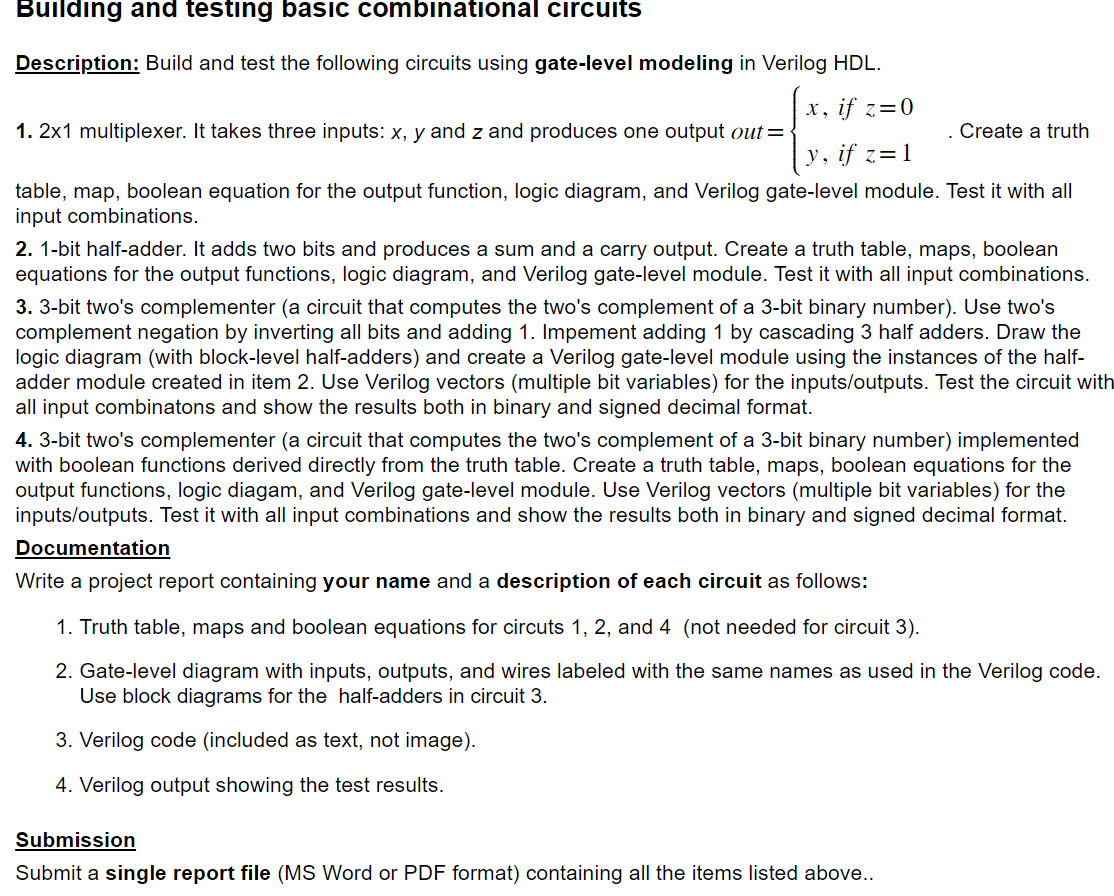 Solved Bullding and testing basic combinational cırcults | Chegg.com