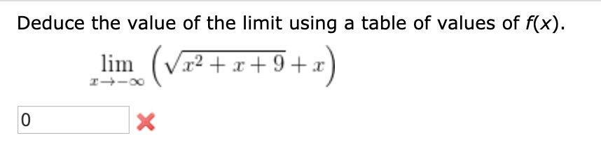 Solved Deduce the value of the limit using a table of values | Chegg.com