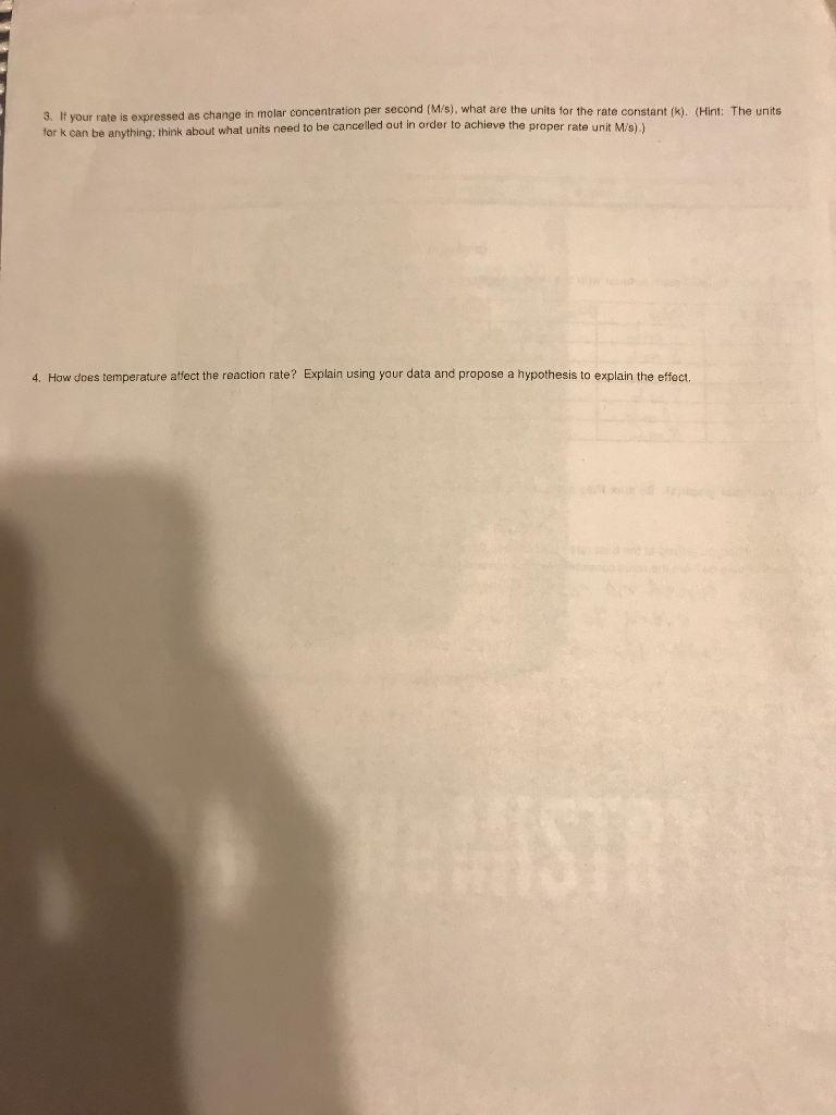 Laboratory 3: Chemical Kinetics: Initial Rates of | Chegg.com