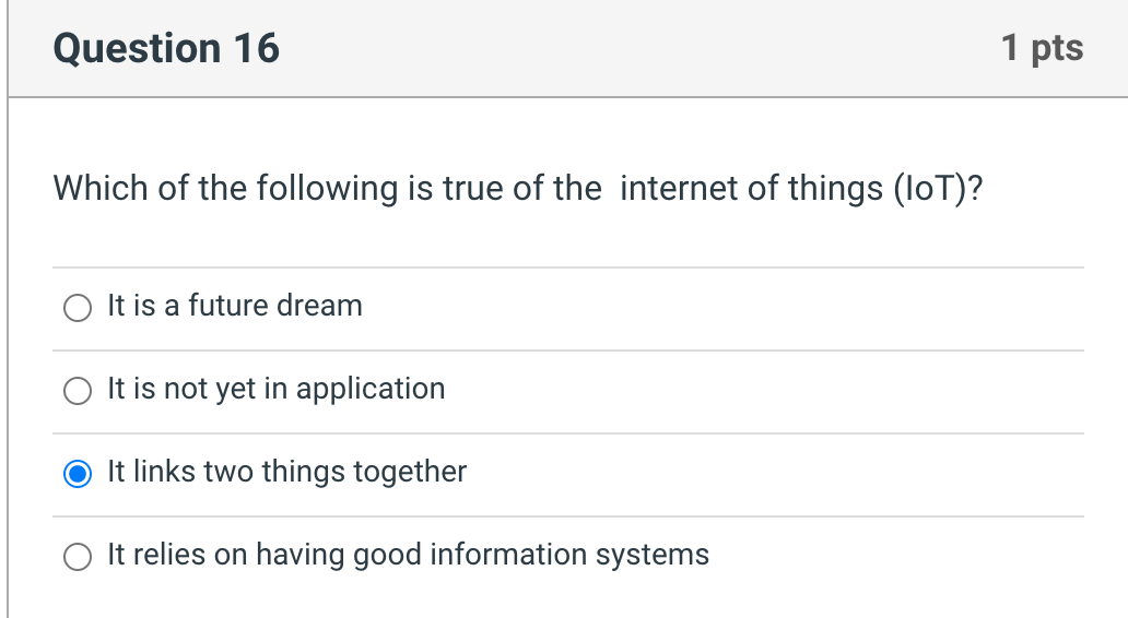Solved Which of the following is true of the internet of | Chegg.com