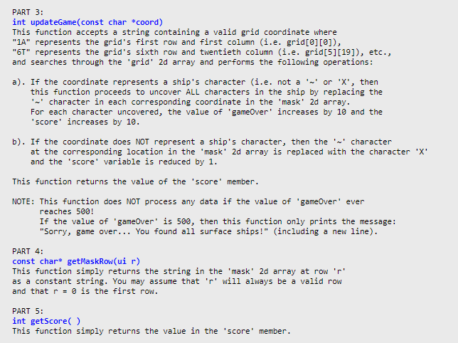 Solved Create a C++ class called "GameBoard", which stores | Chegg.com