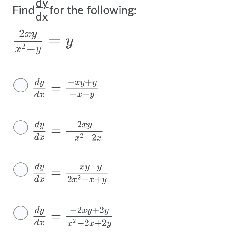 Solved Find Cy for the following: dx 2xy 22+y Y o dy -xy+y | Chegg.com