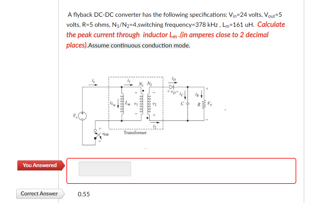 Solved A flyback DC-DC converter has the following | Chegg.com