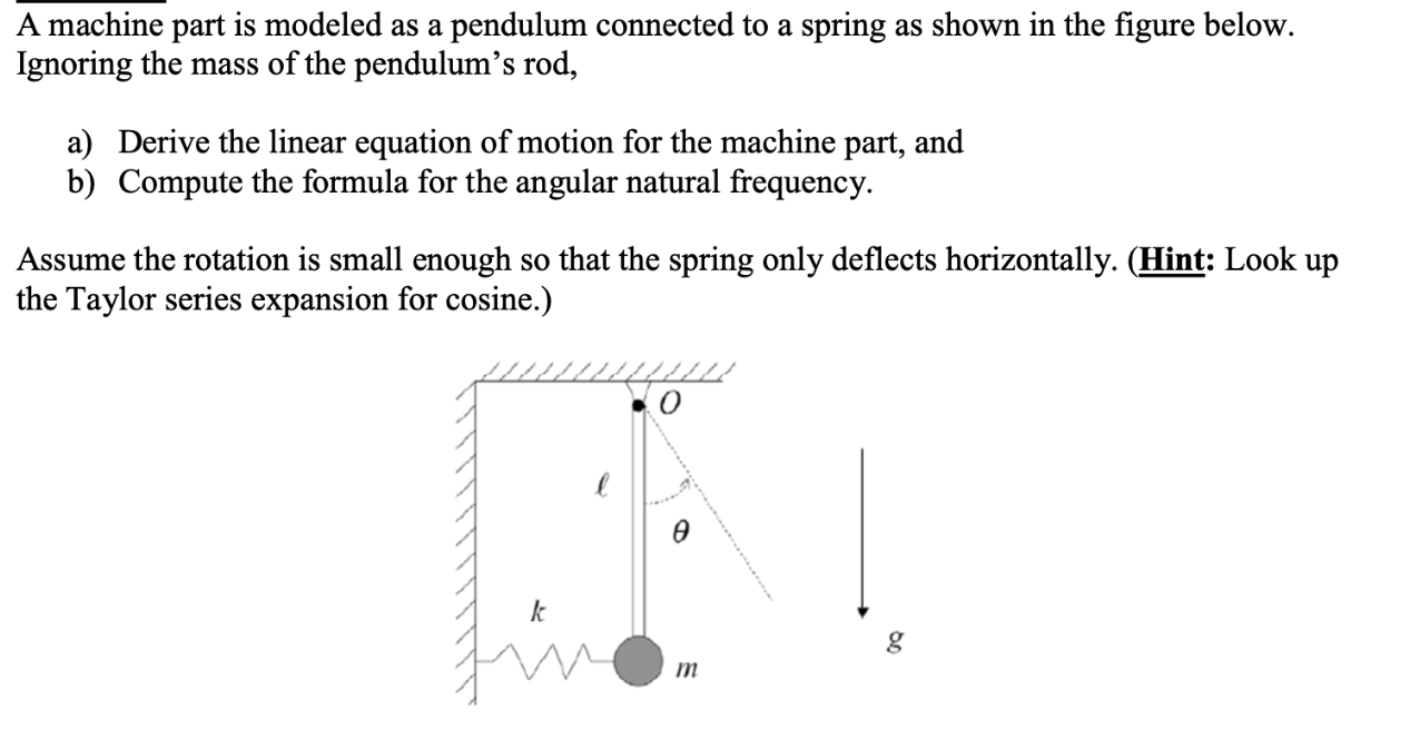 Solved A machine part is modeled as a pendulum connected to | Chegg.com