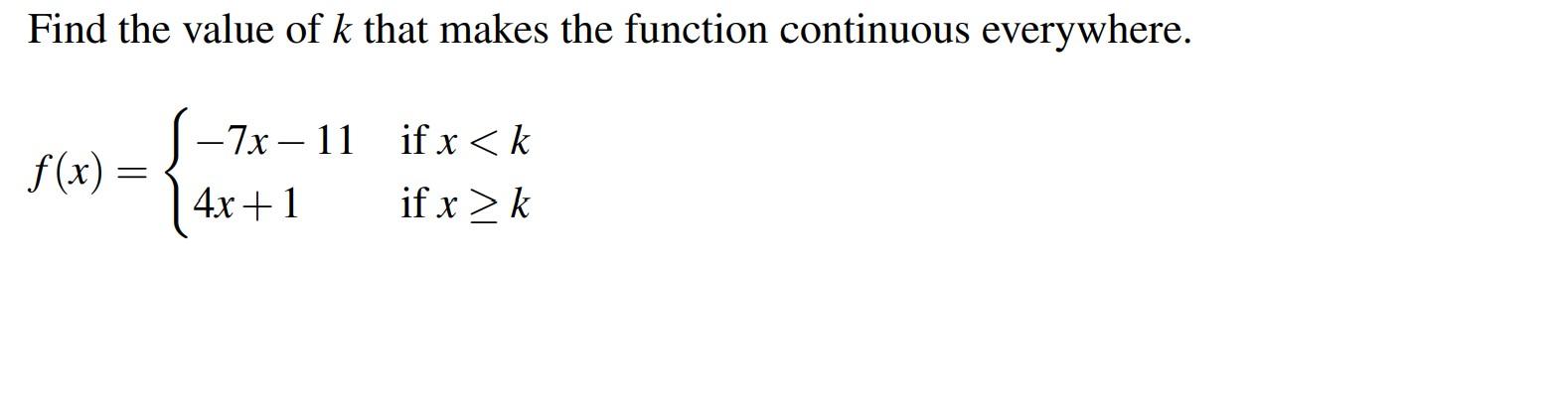 Solved Find the value of k that makes the function | Chegg.com