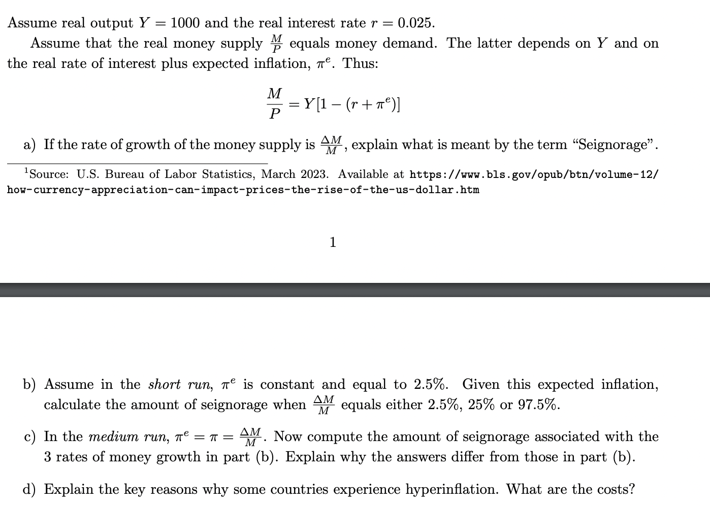 Solved Assume real output Y=1000 and the real interest rate | Chegg.com