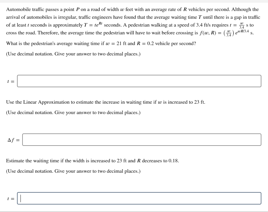 Solved Automobile traffic passes a point P on a road of | Chegg.com