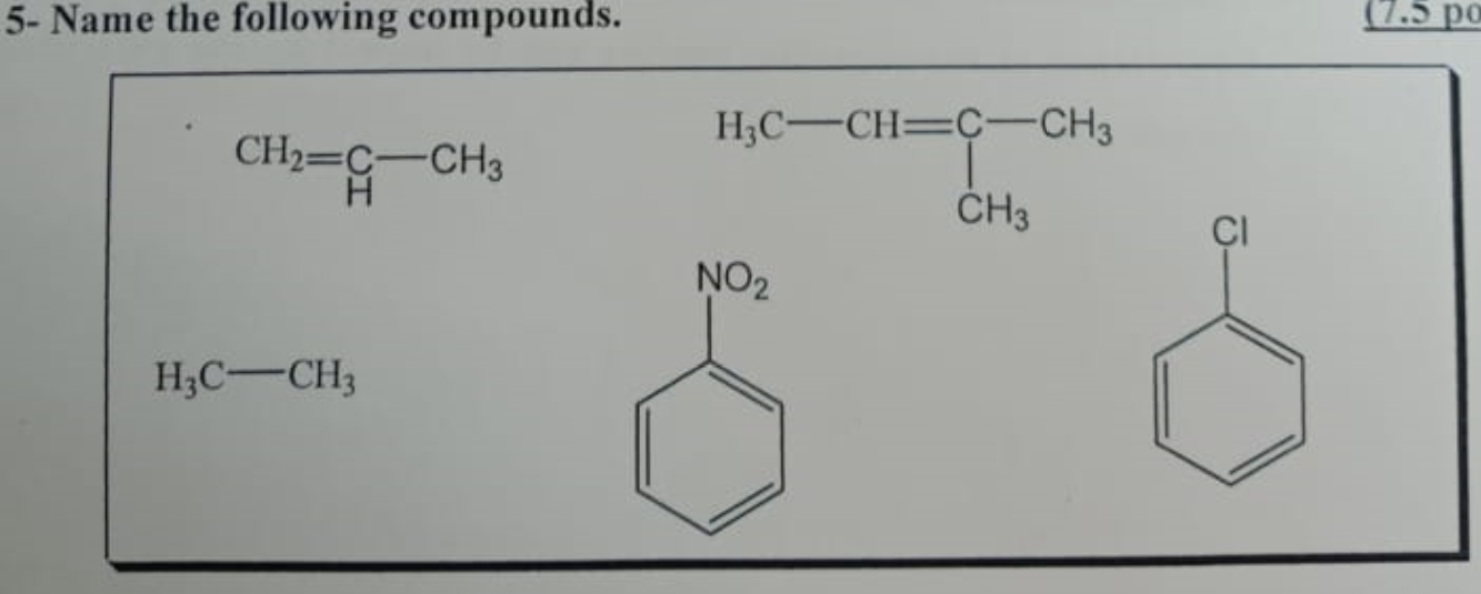 Solved 5- Name the following compounds. (7.5 po HC-CH=CH-CH3 | Chegg.com