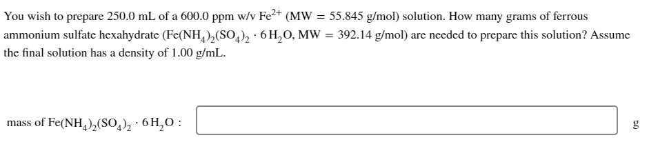 Solved You wish to prepare 250.0 mL of a | Chegg.com