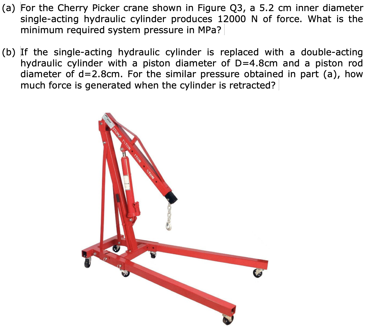 Solved (a) For the Cherry Picker crane shown in Figure Q3, a | Chegg.com