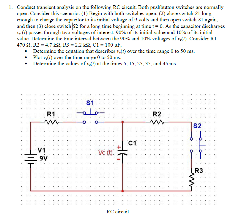 Solved Conduct transient analysis on the following RC | Chegg.com