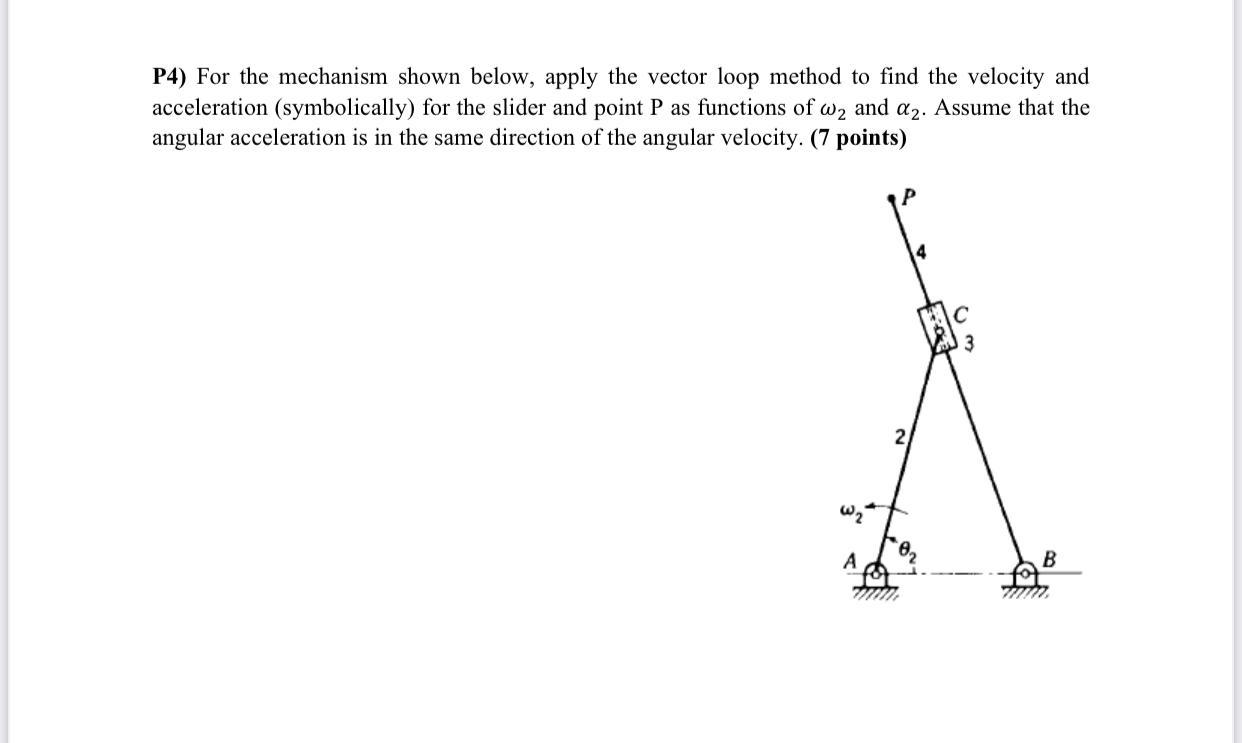Solved P4) For the mechanism shown below, apply the vector | Chegg.com