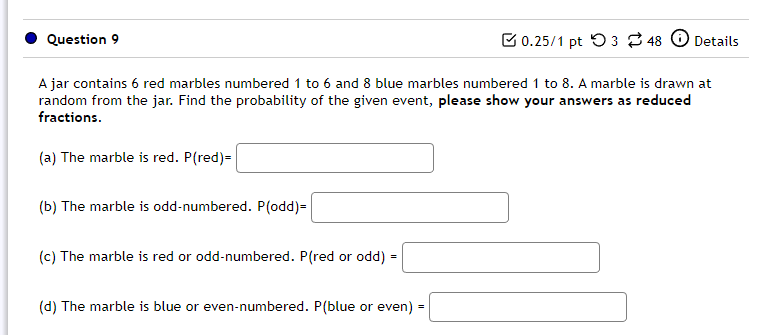 Solved A jar contains 6 red marbles numbered 1 to 6 and 8 | Chegg.com