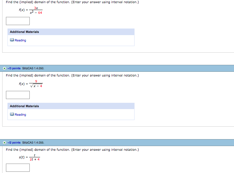 Solved Find the (implied) domain of the function. (Enter | Chegg.com