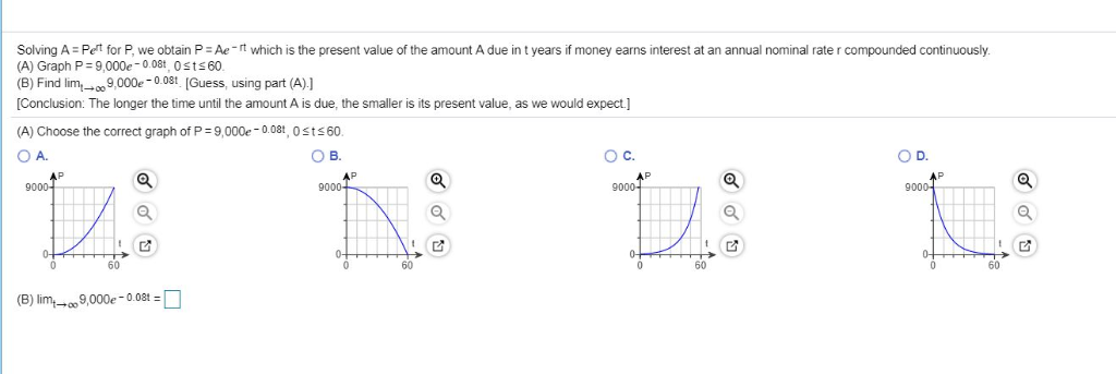 Solved Solving A Pert for P, we obtain P = Ae-rt which is | Chegg.com