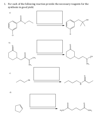Solved 1. For each of the following reaction provide the | Chegg.com