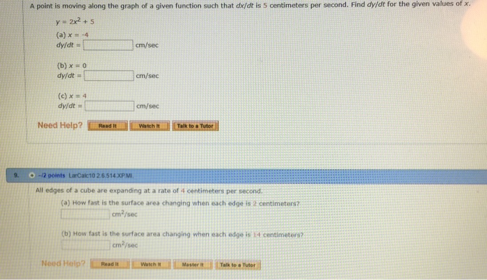 Solved A point is moving along the graph of a given function | Chegg.com