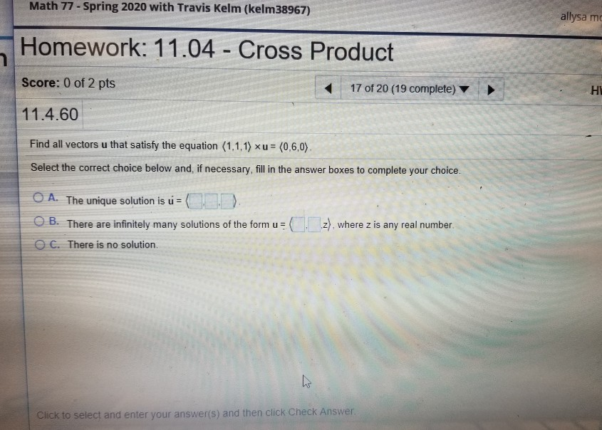 Solved Math 77 - Spring 2020 with Travis Kelm (kelm38967) | Chegg.com