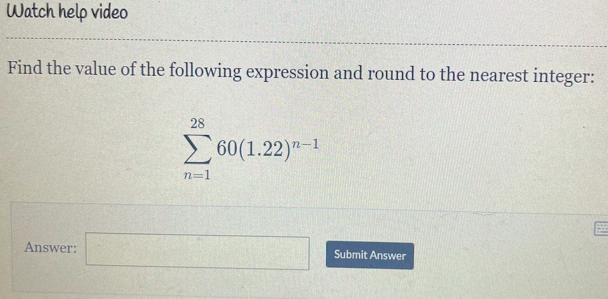 Solved Watch help video Find the value of the following | Chegg.com