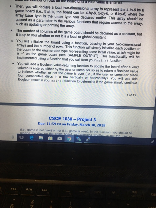 Solved CSCE 1030-Project 3 Due: 11:59 PM on Friday, March | Chegg.com