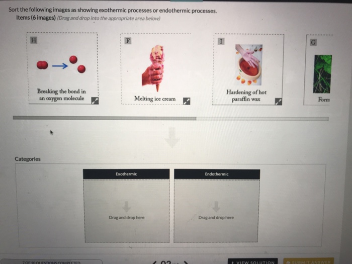 Solved Sort the following images as showing exothermic | Chegg.com