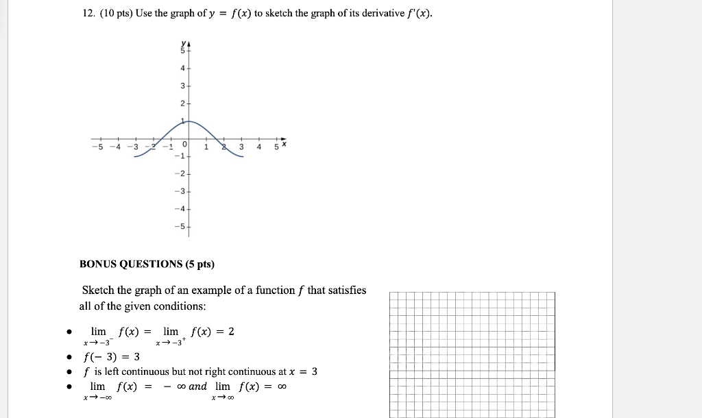Solved 12. (10 pts) Use the graph of y=f(x) to sketch the | Chegg.com