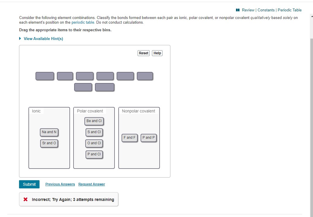 Solved Consider the following element combinations. Classify | Chegg.com