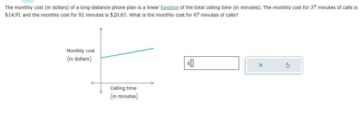Solved The monthly cost (in dollars) of a long-distance | Chegg.com