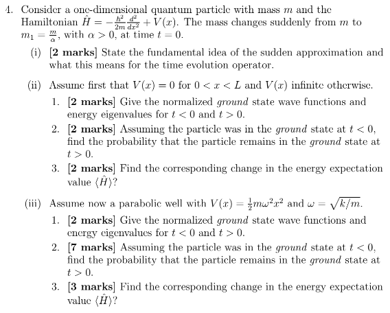 Solved Consider a one-dimensional quantum particle with mass | Chegg.com