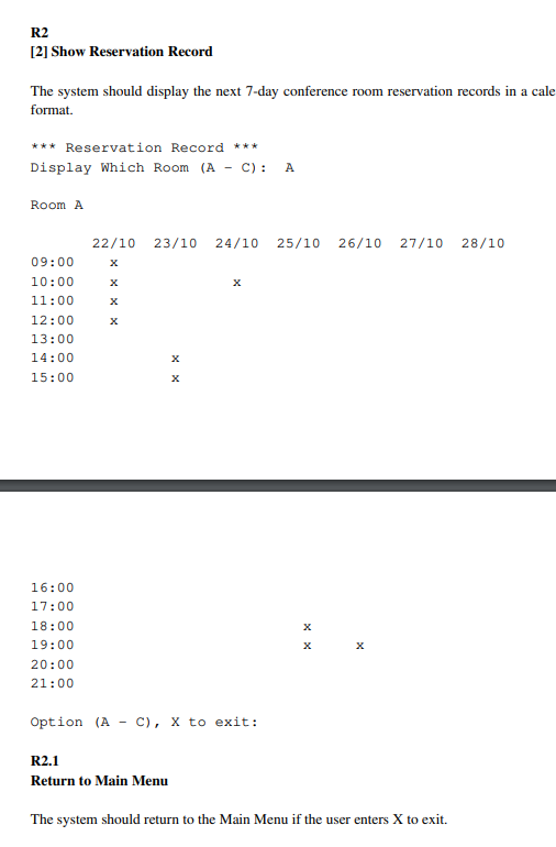 Solved R1 [1] Reservation When the user inputs 1 in the Main | Chegg.com