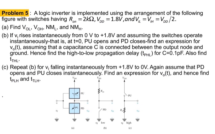 Solved Problem 5: A logic inverter is implemented using the | Chegg.com