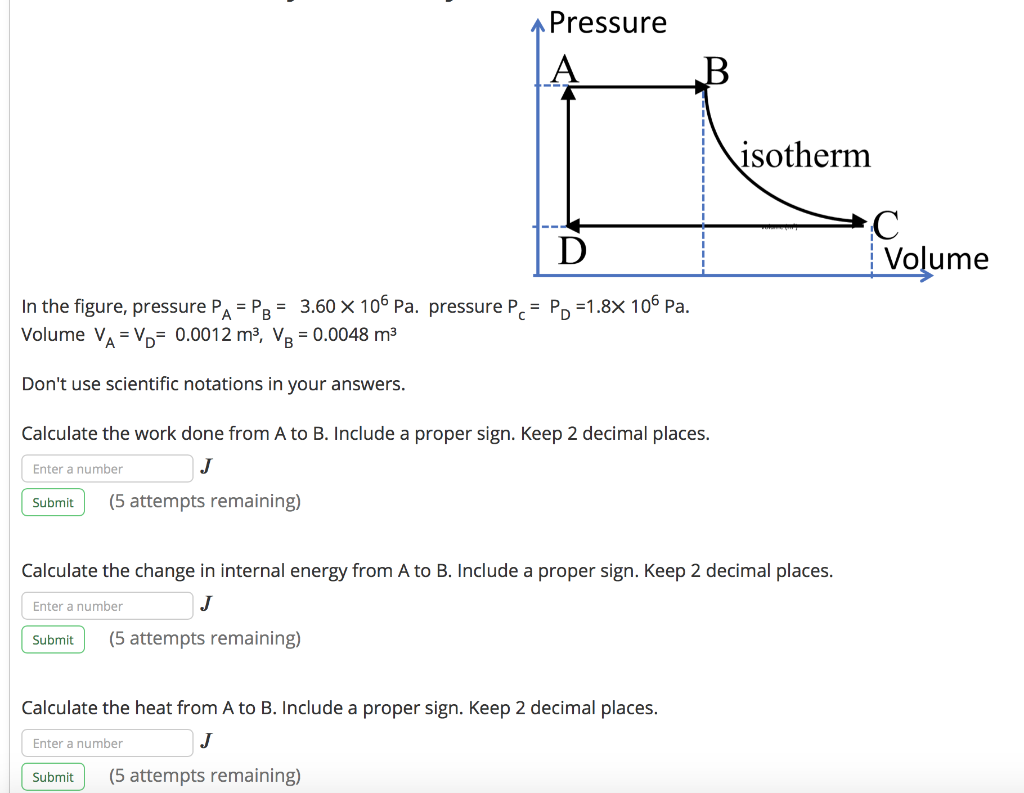 Solved Pressure isotherm Volume In the figure, pressure Pa = | Chegg.com