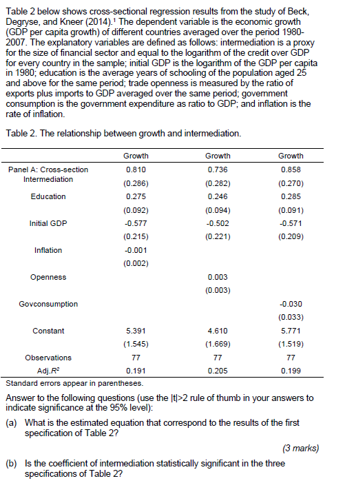 Solved Table 2 below shows cross-sectional regression | Chegg.com